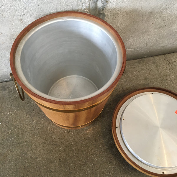 Vintage Monkey Pod Ice Bucket With Brass Handles