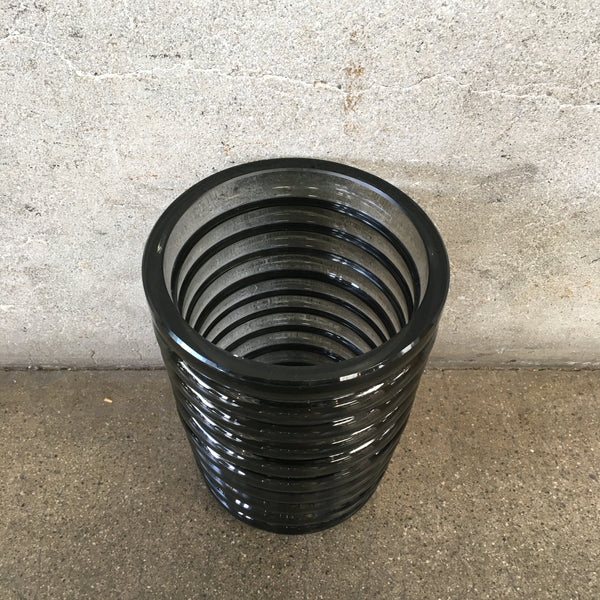 Mid Century Modern Gray Ribbed Vase