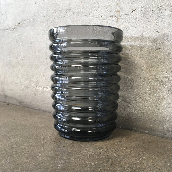 Mid Century Modern Gray Ribbed Vase