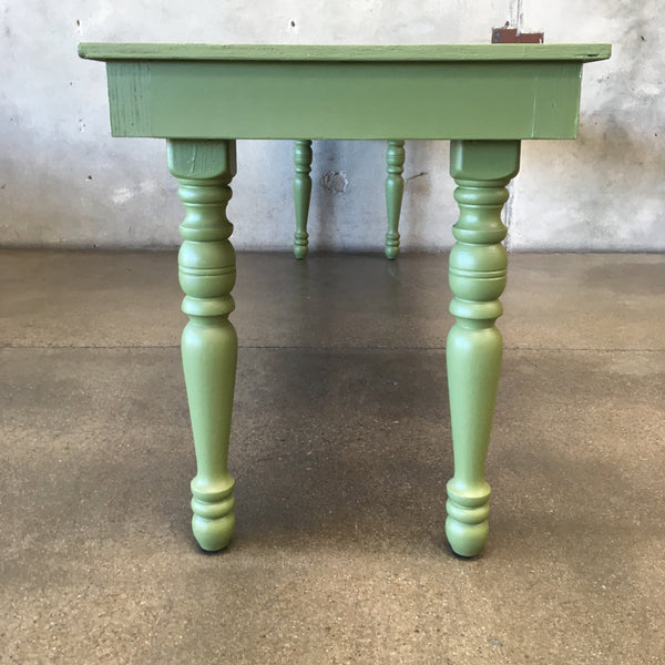 Painted Maple Wood Base Farm Table With Turned Wood Legs