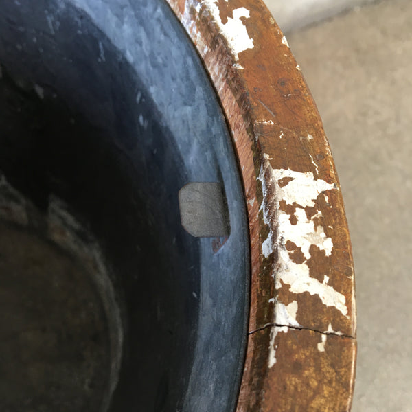 Large Vintage Florentine Waste Bucket with Metal Straps and Tin Liner