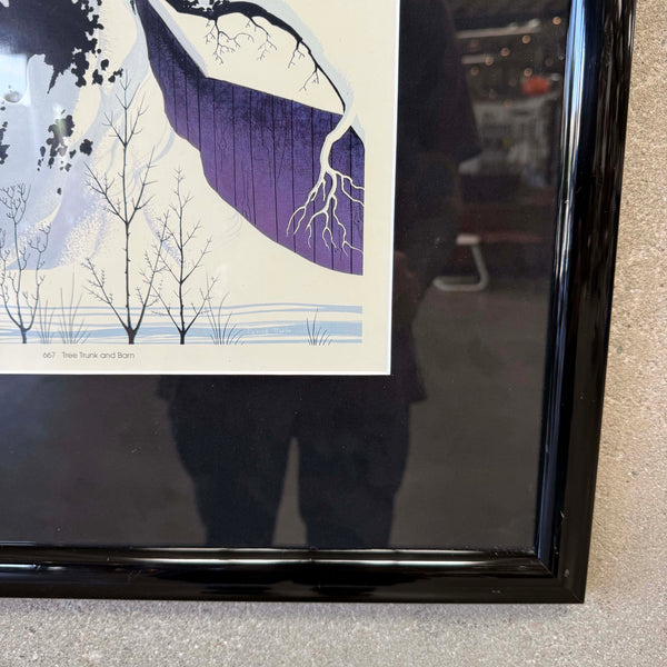 Eyvind Earle Art Print - Tree Tunk & Barn