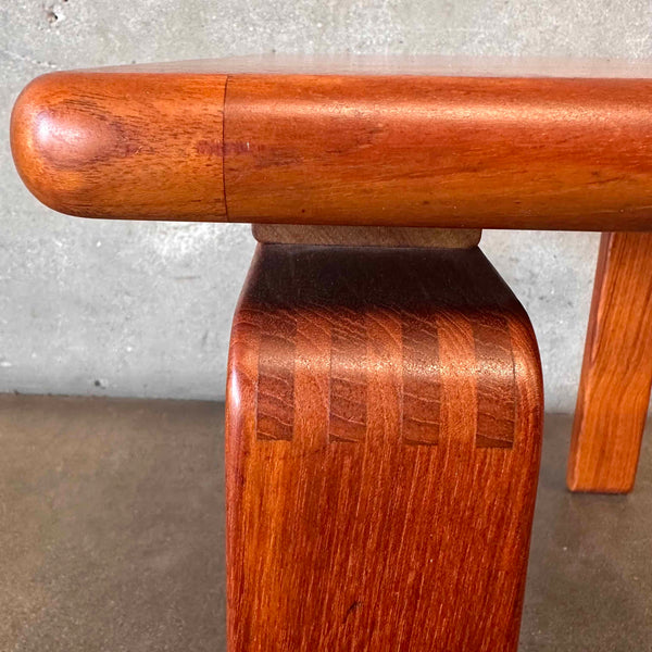 Solid Danish Teak Butcher Block End Table