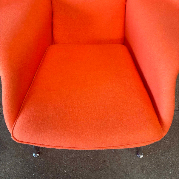 Knoll "Womb" Chair & Ottoman Reproduction In Tangerine Fabric