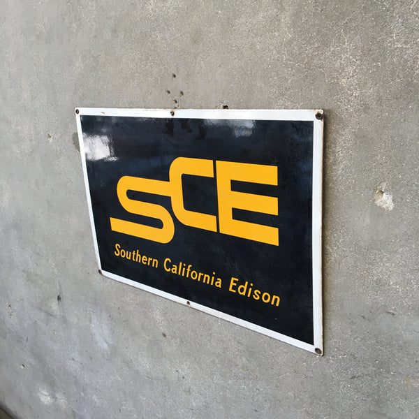 Vintage Porcelain 1960s Southern California Edison Co. Sign