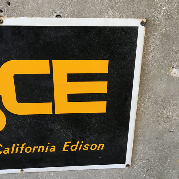 Vintage Porcelain 1960s Southern California Edison Co. Sign